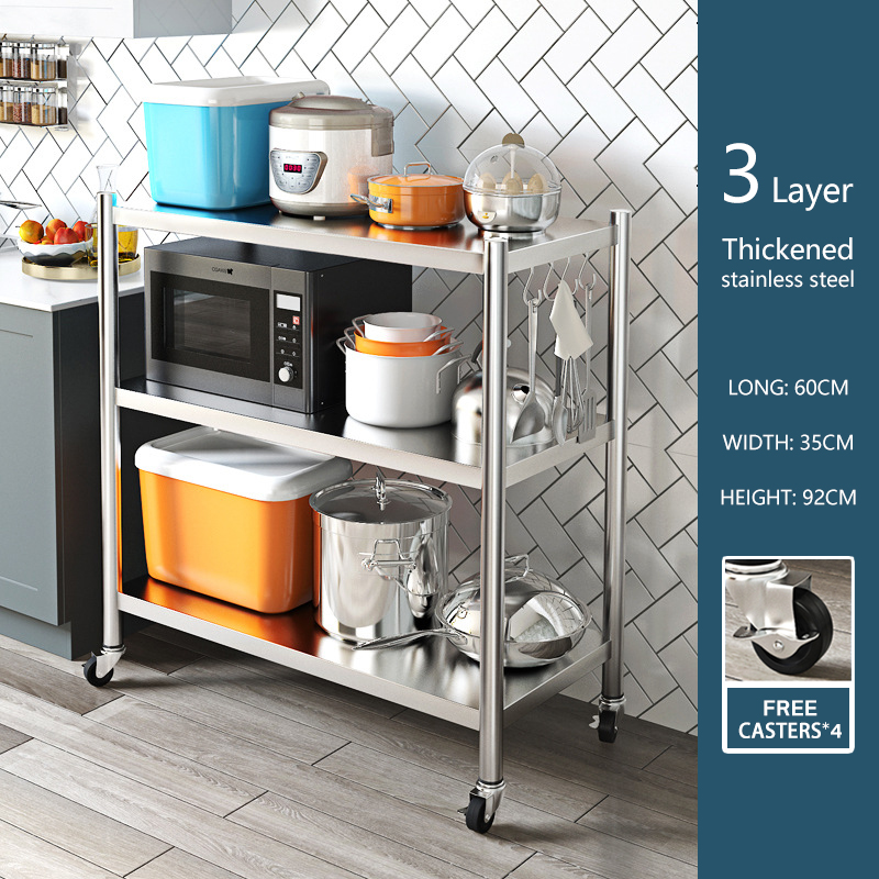 Kitchen Rack Stainless Steel Organizer 3 4 5 layer With wheel 304 ...
