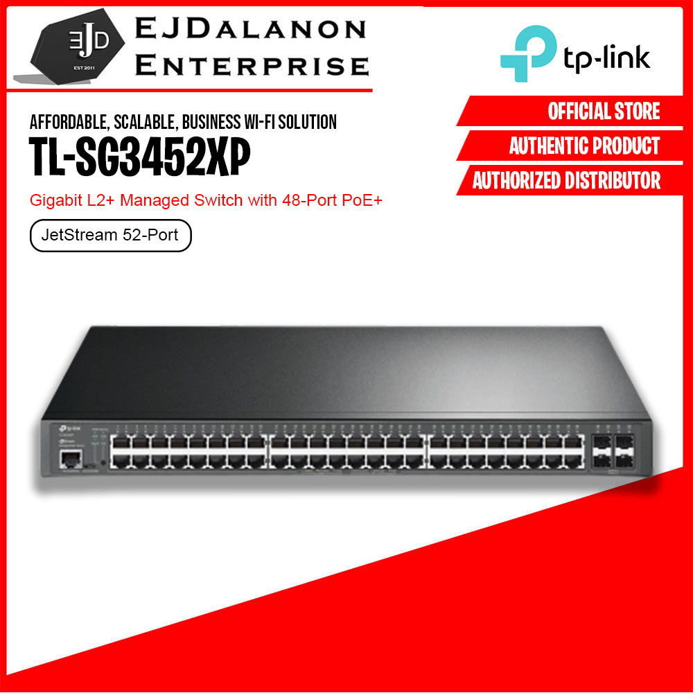tp-link TL-SG3452XP | JetStream 52-Port Gigabit and 4-Port 10GE SFP+ L2+ Managed Switch with 48 ...