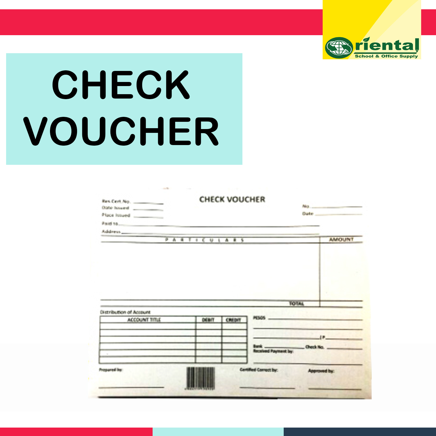 Check Voucher Receipt - Ordinary Resibo with Duplicate - 50 sheets in a ...