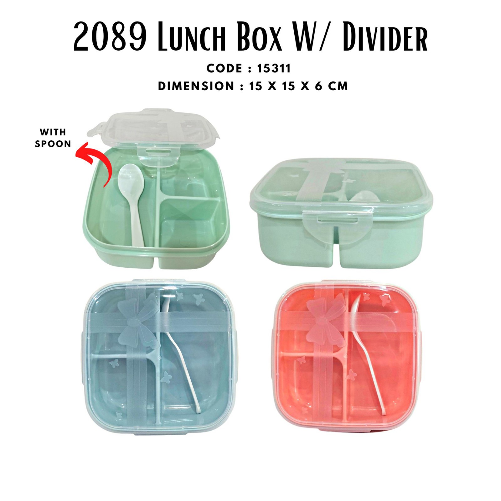 2089 LUNCH BOX W/ DIVIDER / SQUARE SHAPE OF LUNCH BOX WTH DIVIDER ...