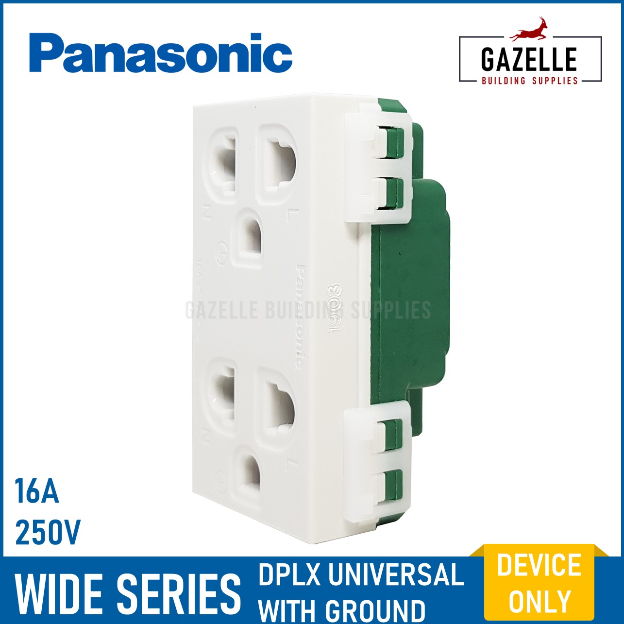 Panasonic Wide Series Duplex Universal Outlet with Ground (Shutter / No ...