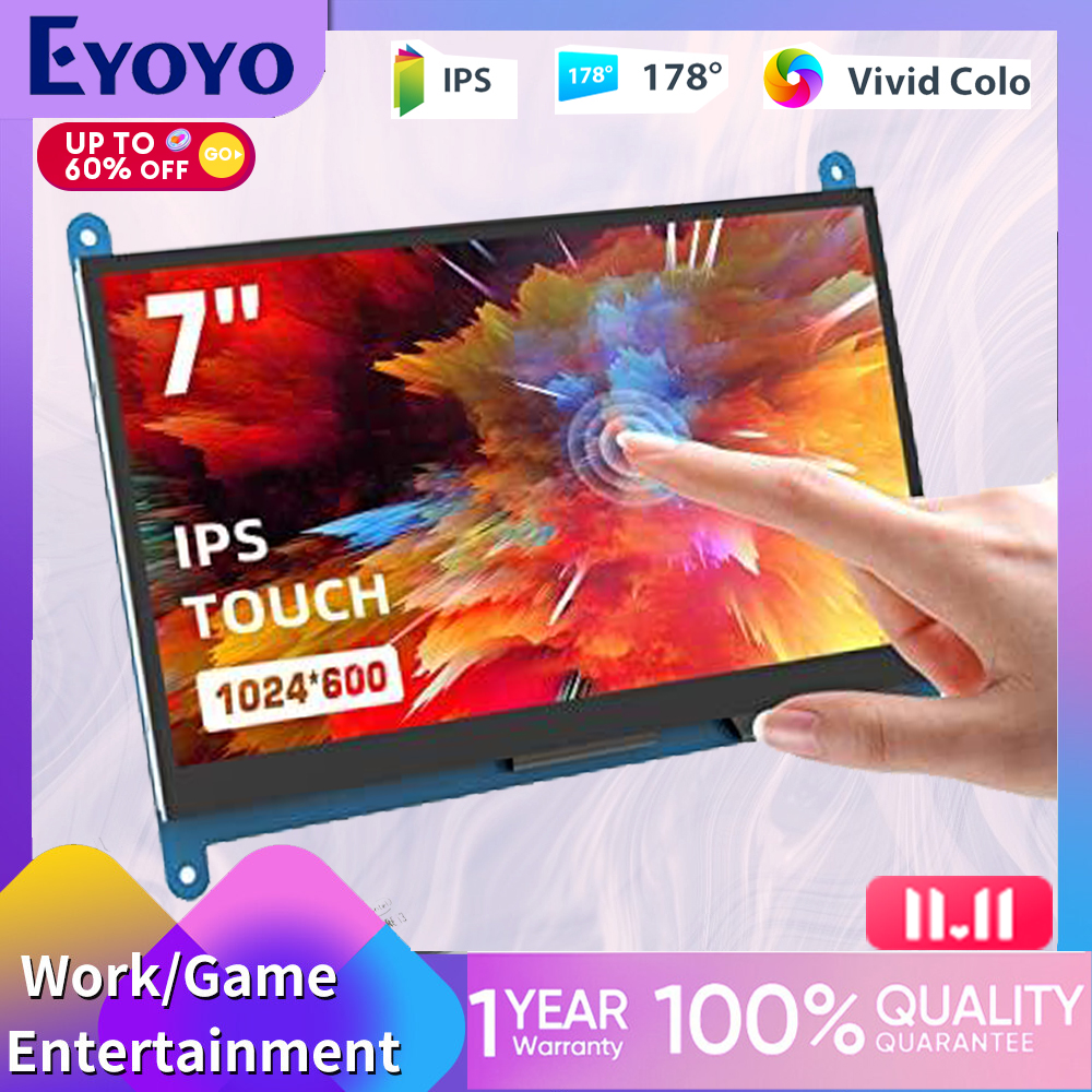 【🔥Hot sale & ready stocks🔥】Eyoyo 7 Inch LCD HDMI Display Screen 1024x600 Ultra HD Display Screen ...