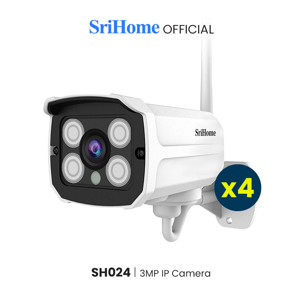 Set of 4 SRICAM SriHome SH024 Wifi CCTV Camera Connect to Cellphone H ...