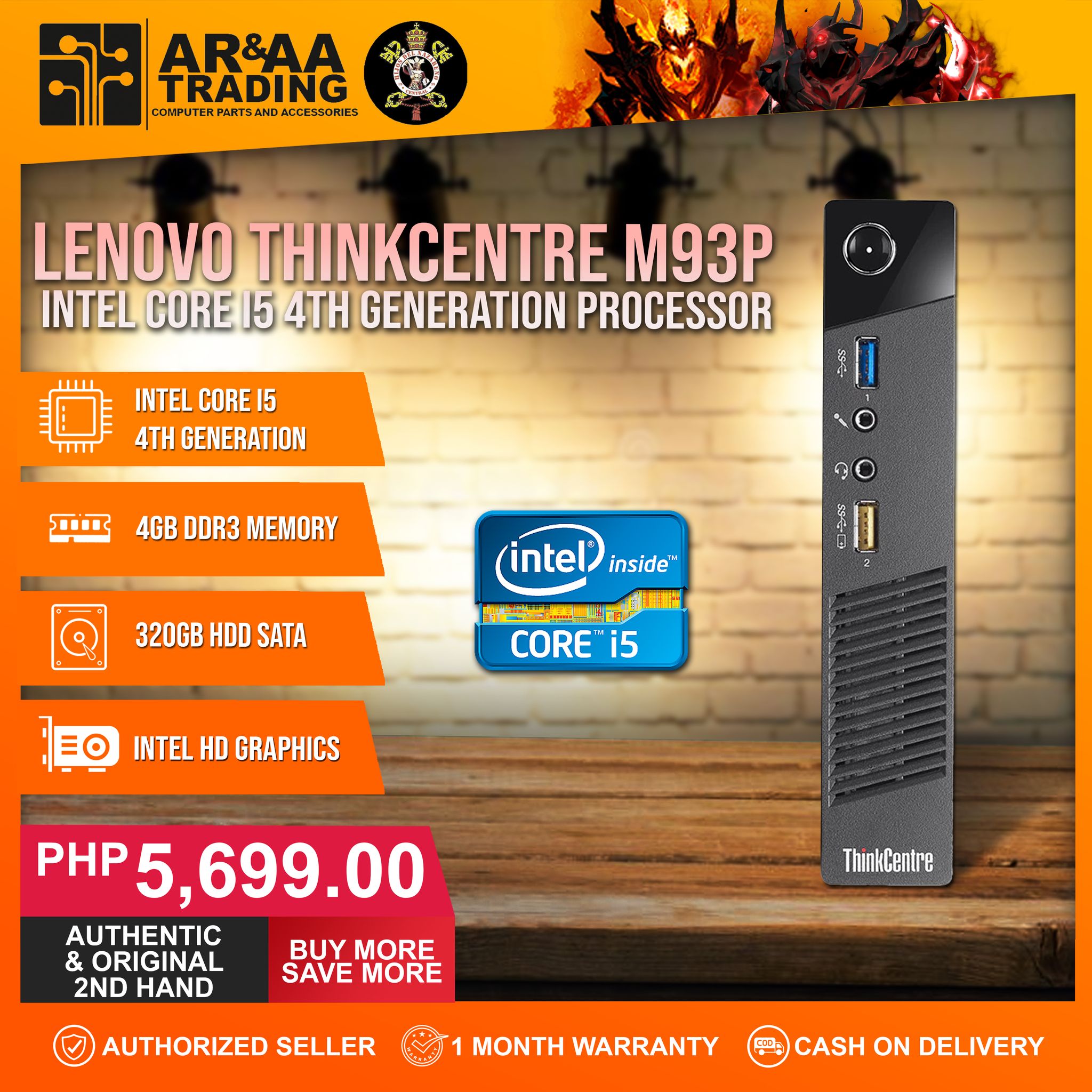 Computer Desktop Package Lenovo Thinkcentre M93P Intel Core i5 4570T 2 ...