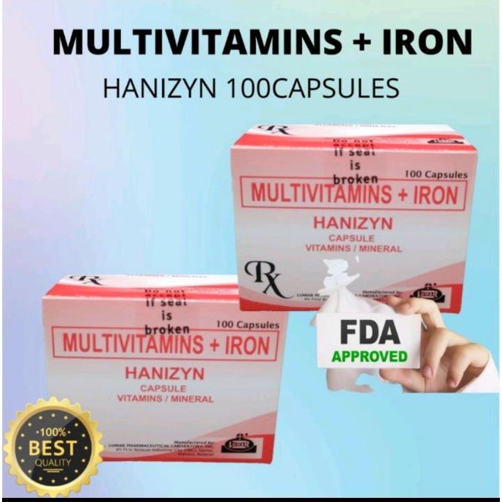 HANIZYN MULTIVITAMINS IRON CAPSULE (100's/box) | Lazada PH