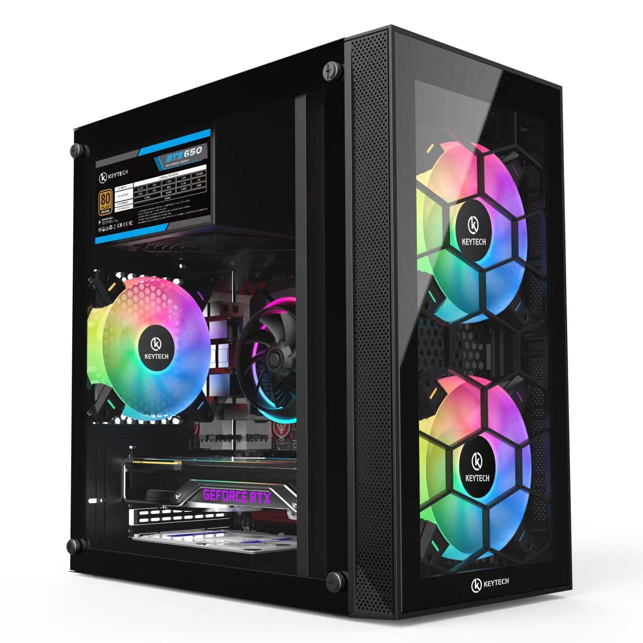 KEYTECH TS300 Tempered Glass Gaming PC / Desktop Case MICRO ATX , MINI ...