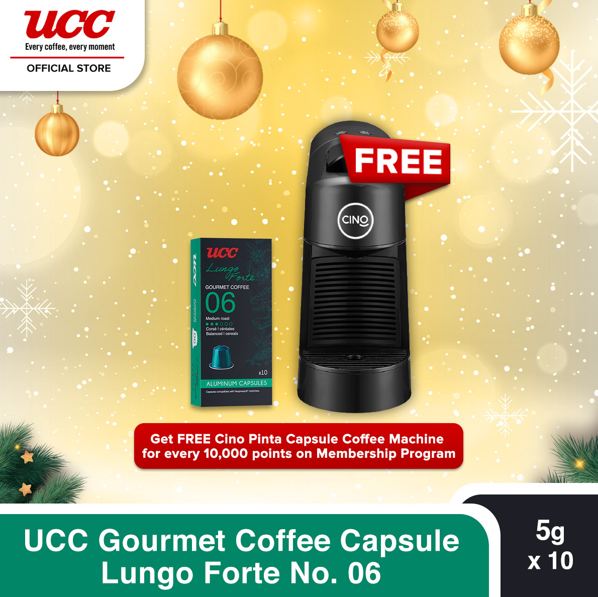 UCC Gourmet Coffee Capsule Lungo Forte No. 06 Compatible with Nespresso ...