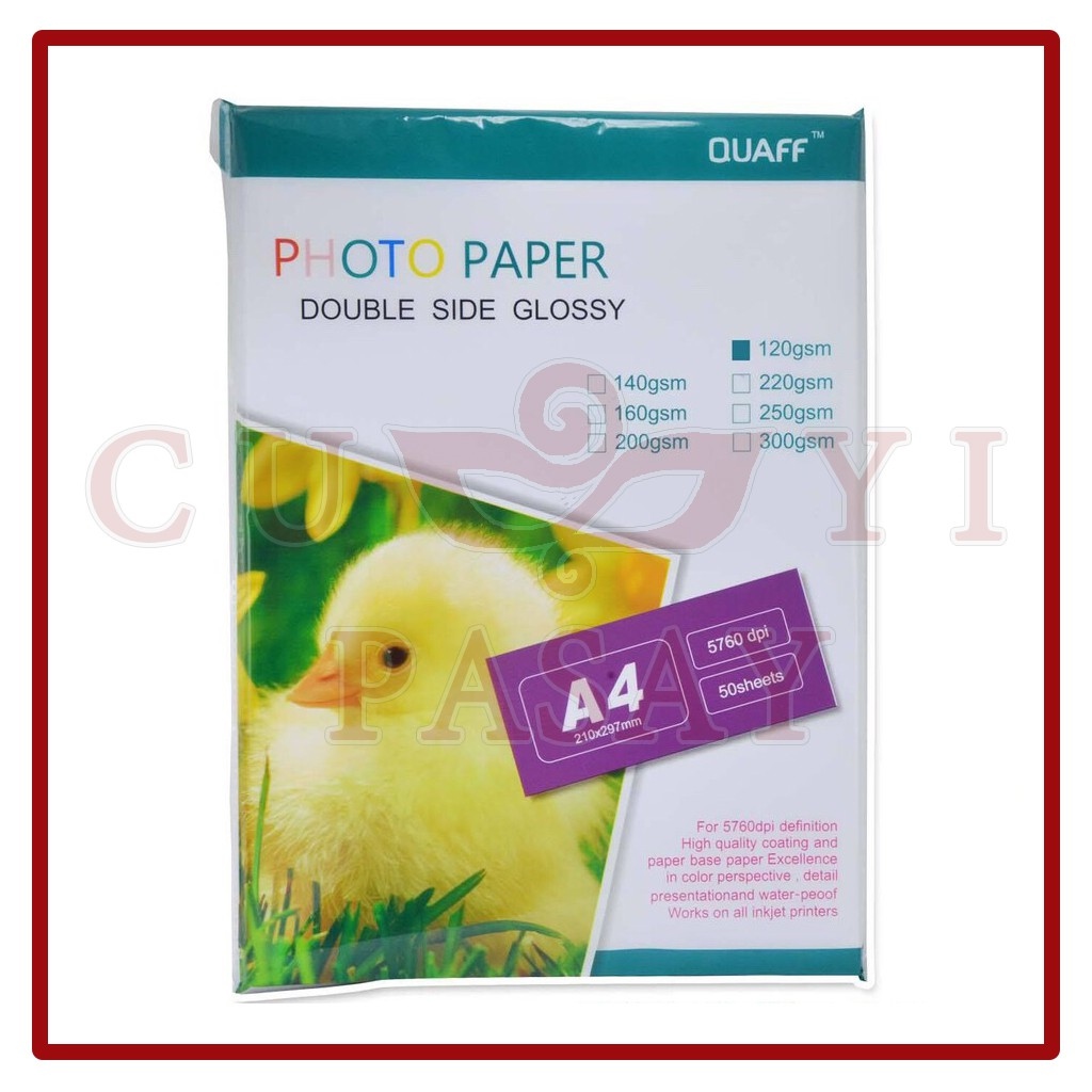 QUAFF Double Sided Glossy Photo Paper 120gsm (50sheets / pack) | Lazada PH
