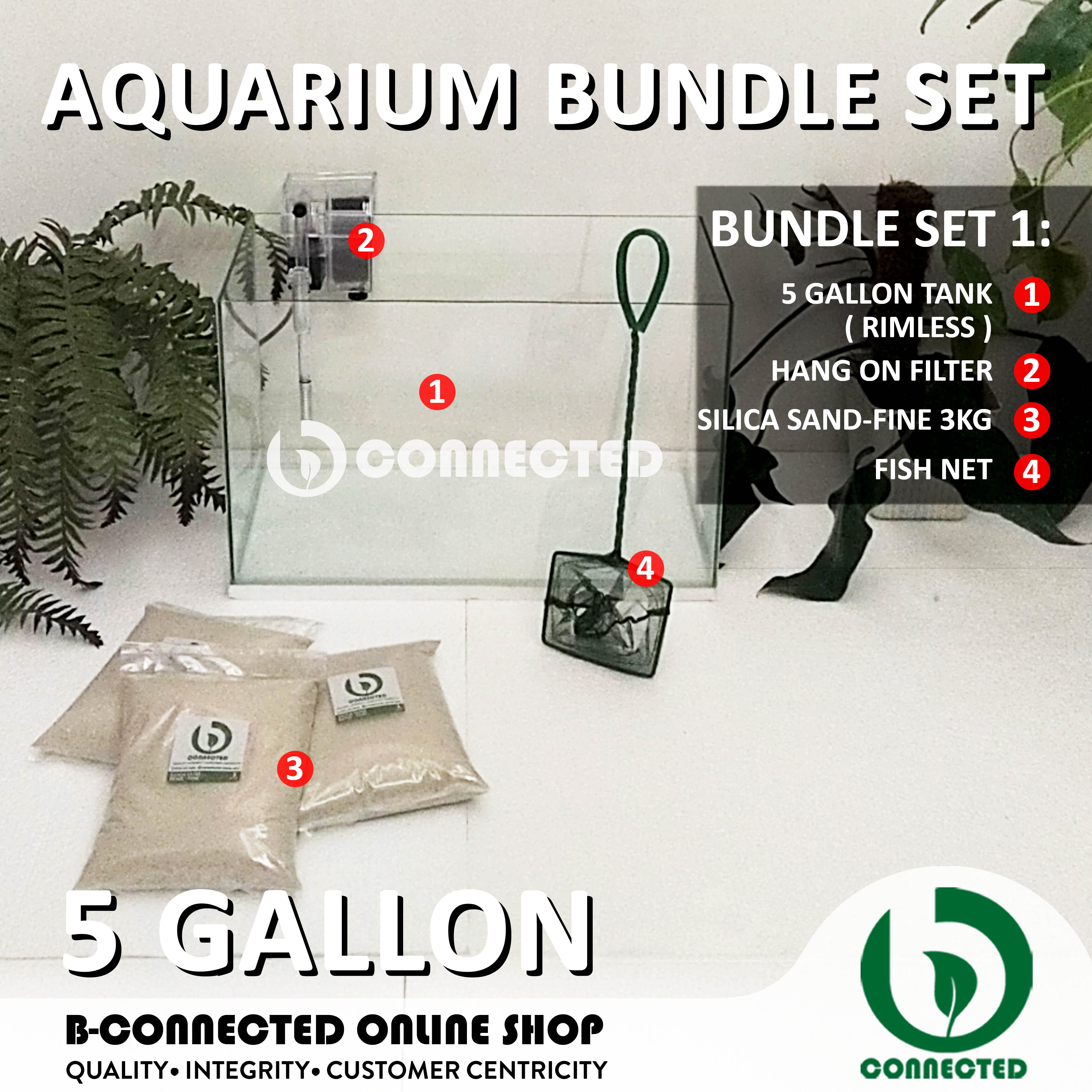 AQUARIUM BUNDLE SET 5 GALLON - FISH GLASS TANK COMPLETE SET - AQUARIUM ...