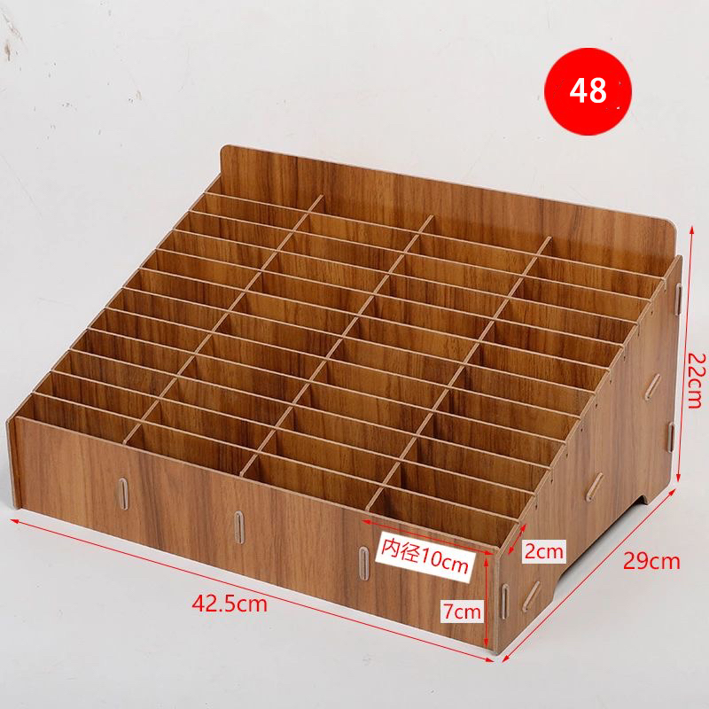Cell Phone Storage Box 24/48 Grid Wooden Mobile Phone Organizer Desktop ...