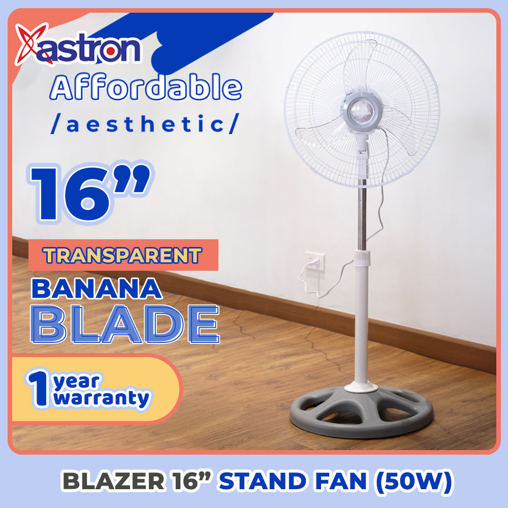 Astron Blazer 16" Stand Fan (Gray) | Transparent Banana Blade | 50W ...