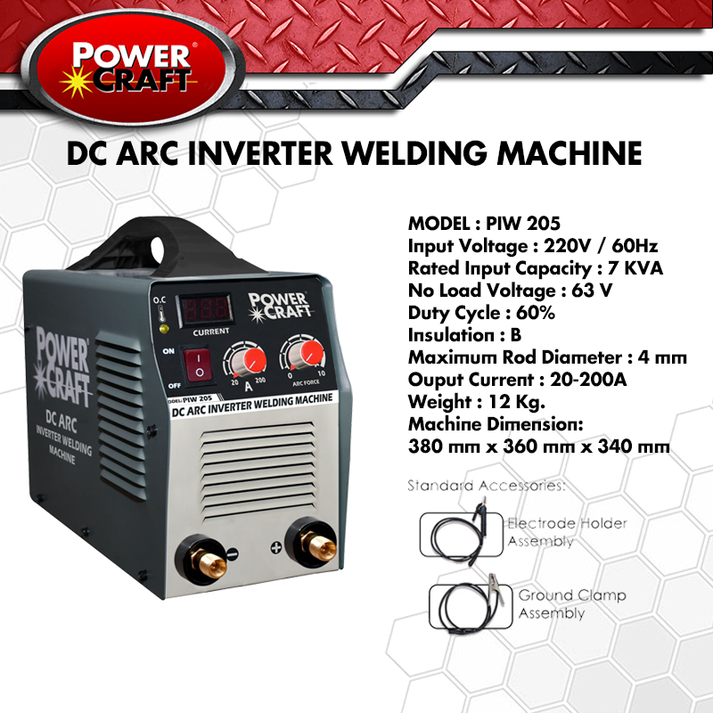Powercraft DC ARC Inverter Welding Machine 200A (PIW 205i) | Lazada PH