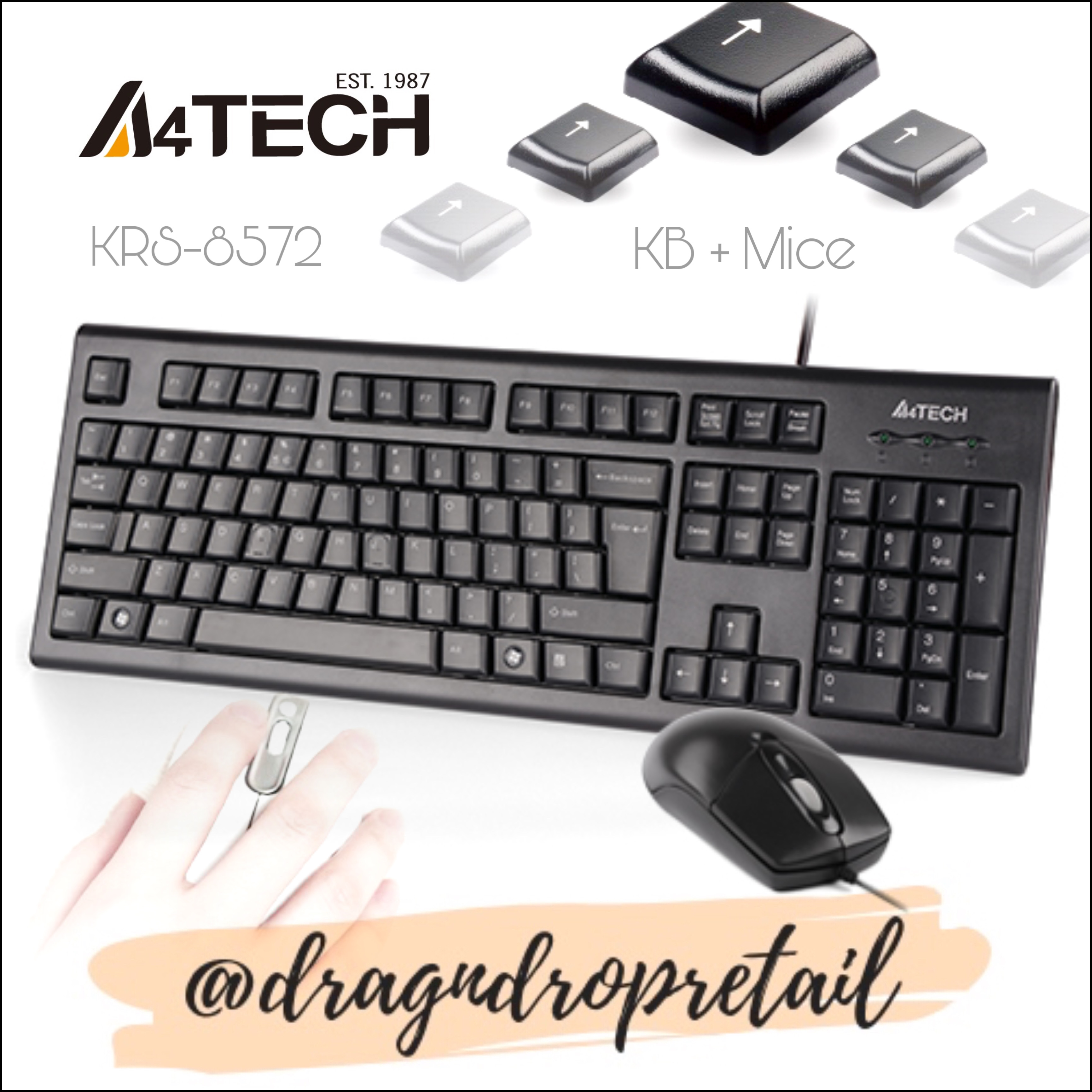 A4TECH KRS-8572 Wired Keyboard & Mouse Combo Natural A Desktop KB + Mice (Black) | Lazada PH