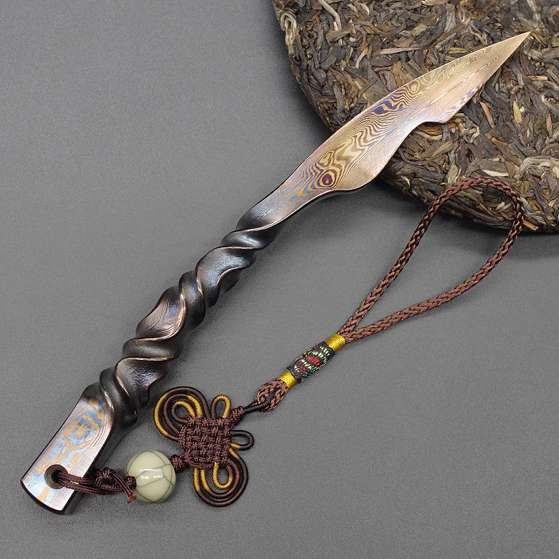 Handmade Longquan Bailian patterned steel Damascus cutting Pu 'er tea ...
