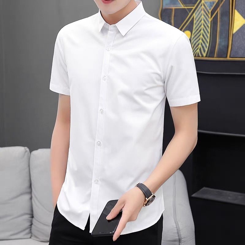 Plain White Short Sleeve Polo For Men Korean Style | Lazada PH