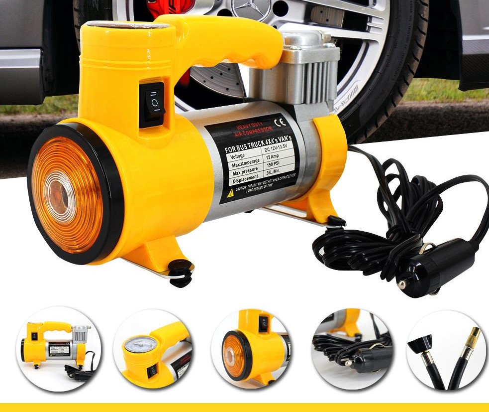 BR-AC-Pro Cyclone Portable Air Compressor Tire Inflator (Yellow ...