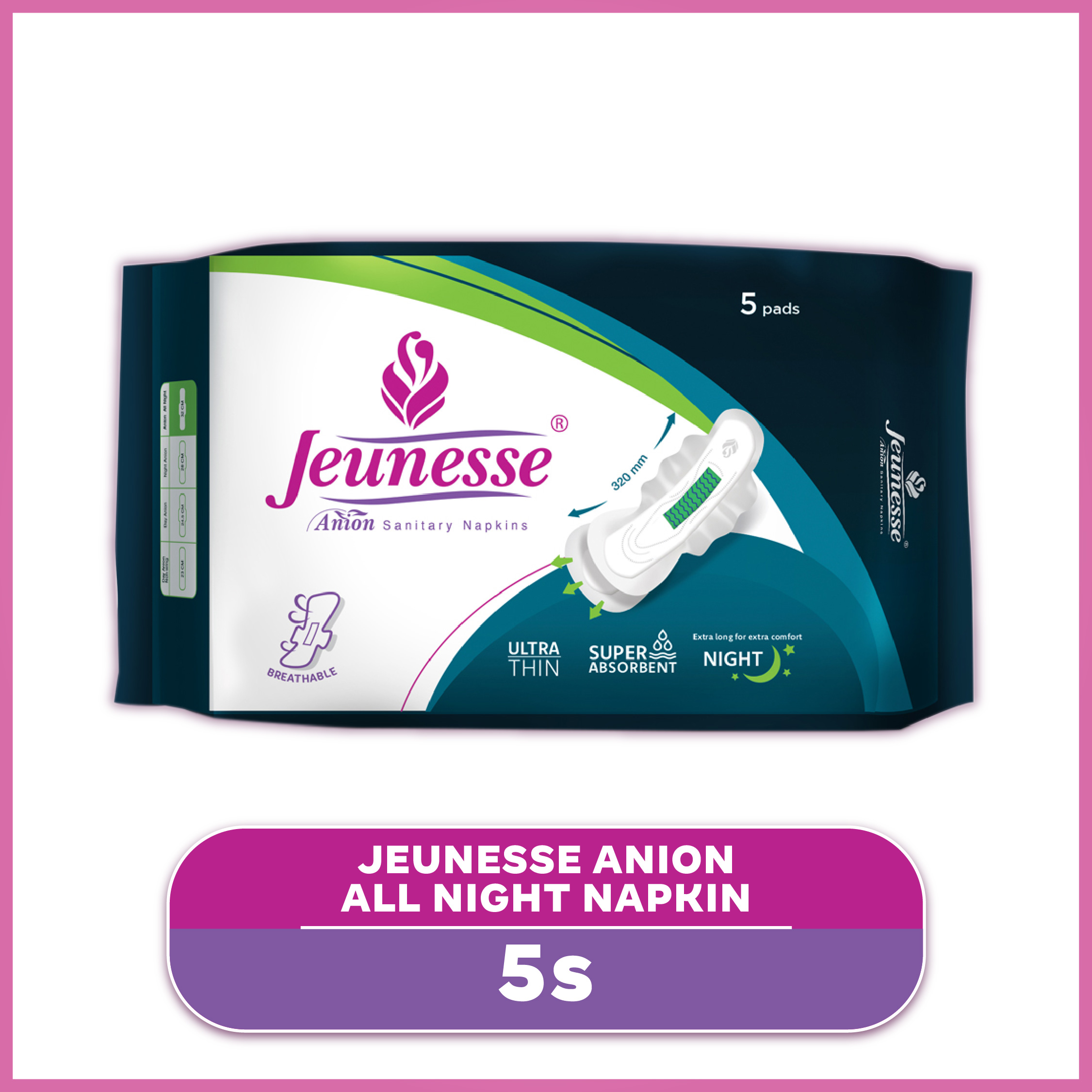 Jeunesse Anion All Night Extra Long Super Absorbent Ultra Thin Sanitary ...