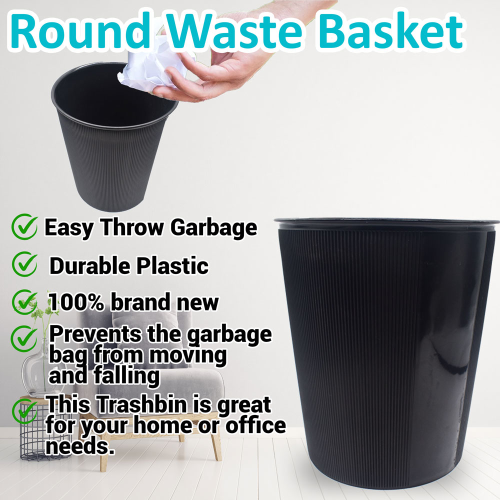 Round Waste Basket Recycling Bin Trash Can for Office Home Bedroom ...
