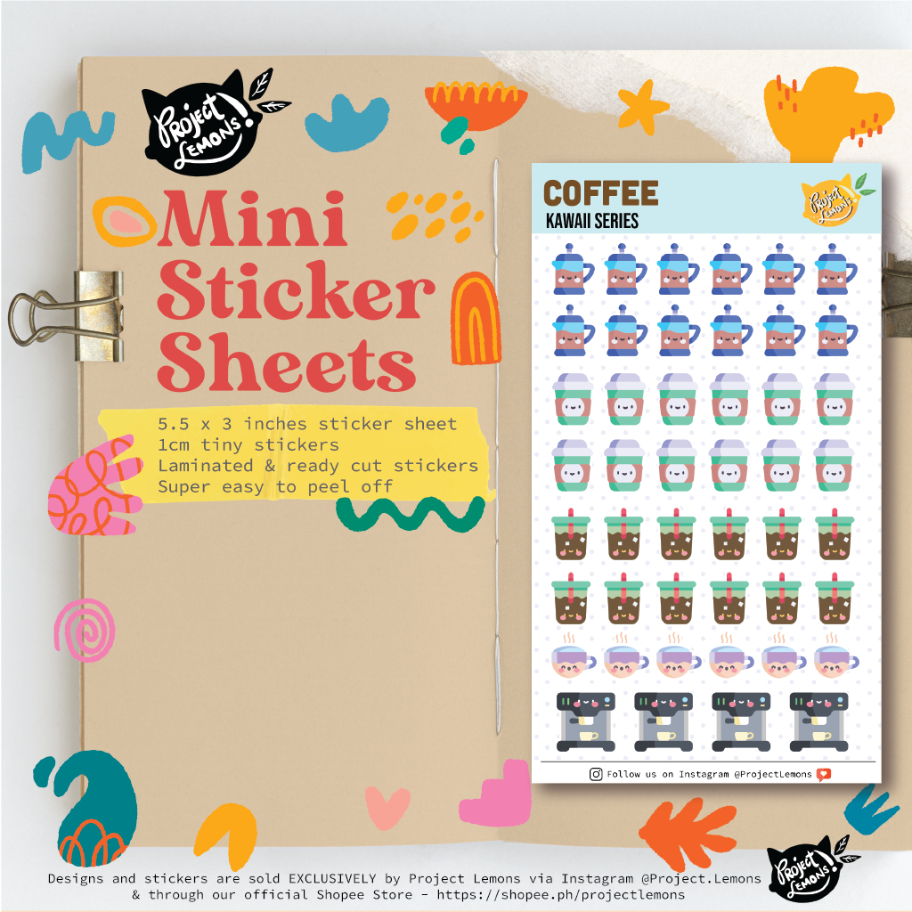 Project Lemons - Coffee Kawaii Mini Stickers | Mini Stickers for ...