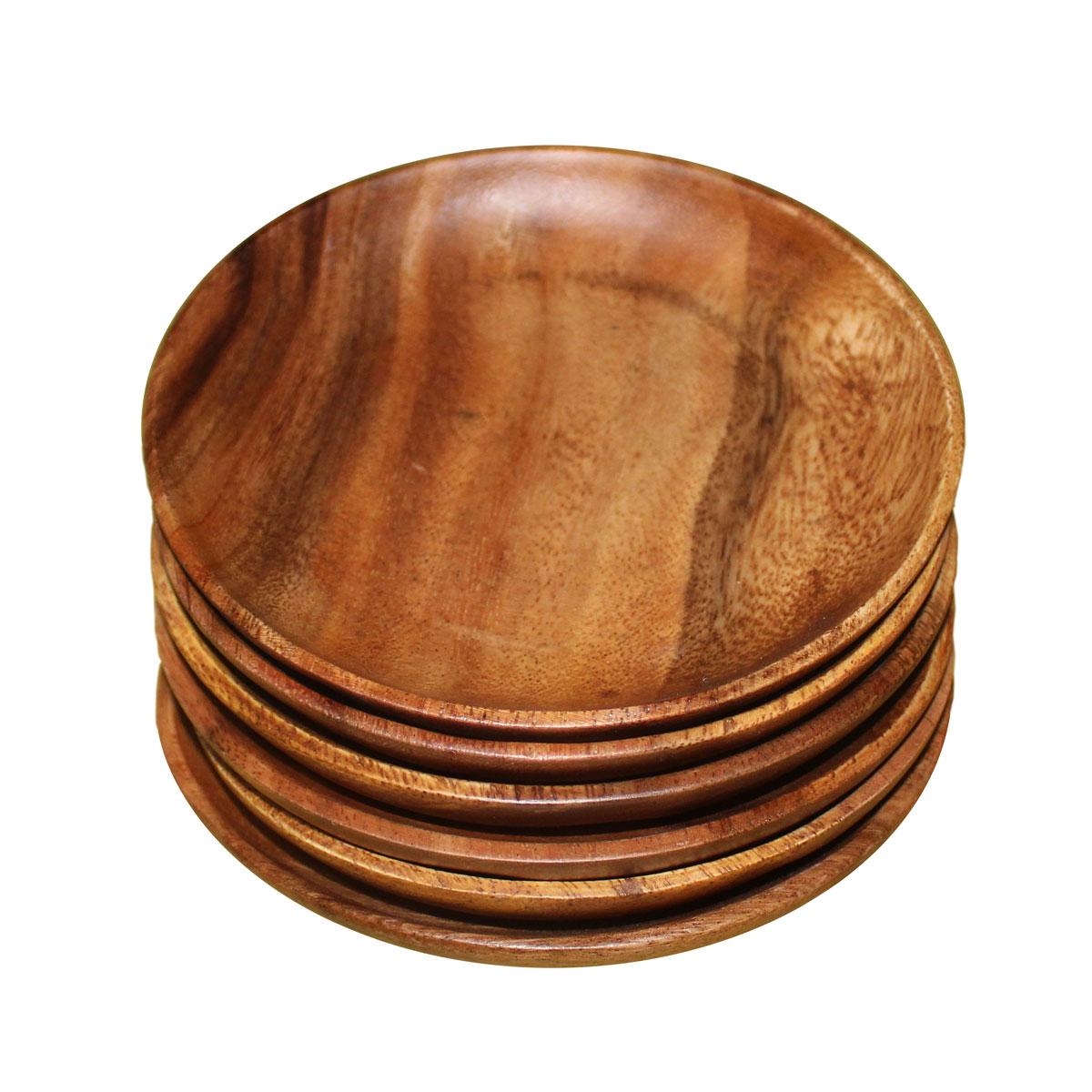 SANDERWOOD 4pcs / 6pcs Round Wooden Saucer Plate / Platito 1x6x6 inches ...
