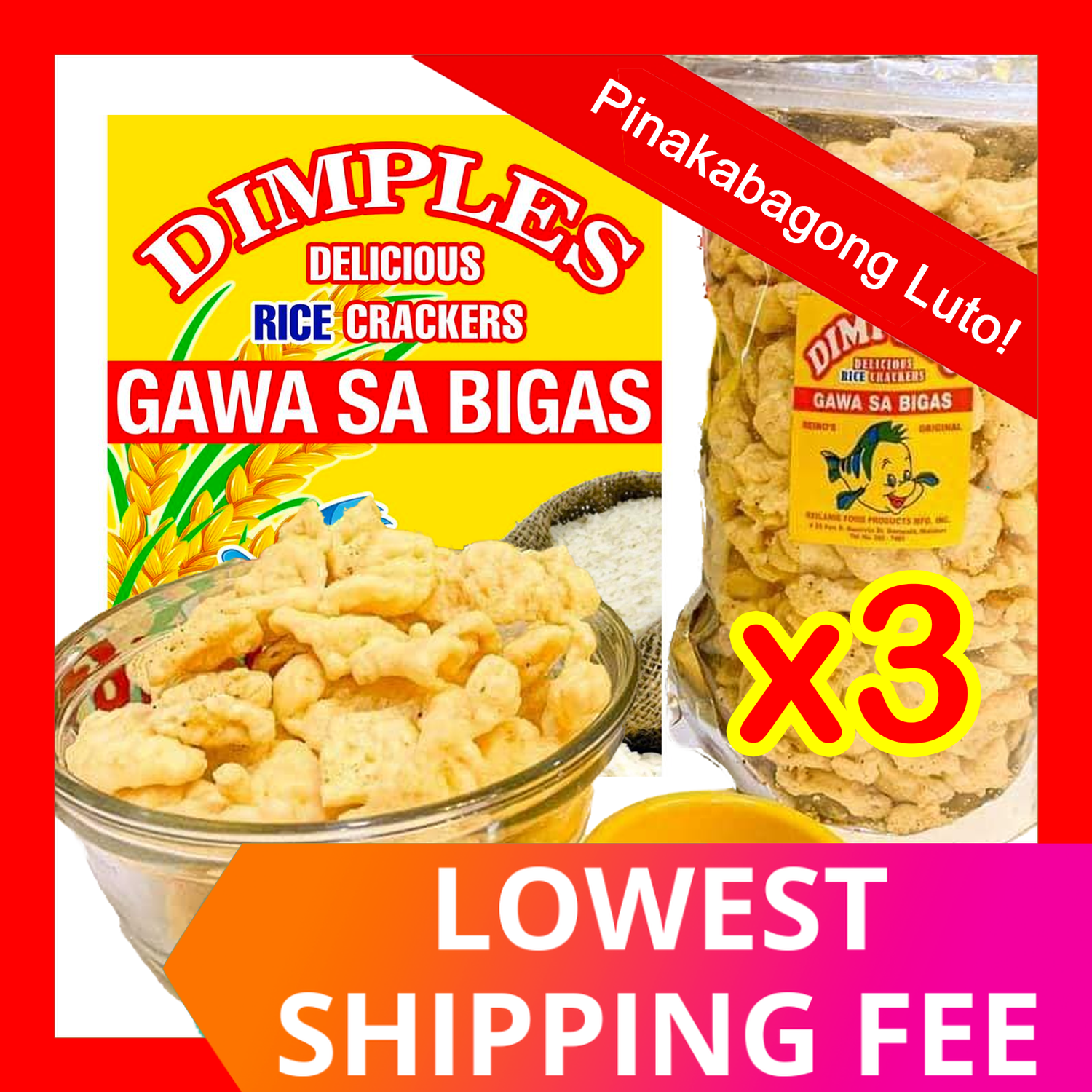 3 packs Dimples RICE CRACKERS SNACKS Gawa sa Bigas Dimple Want Japan ...