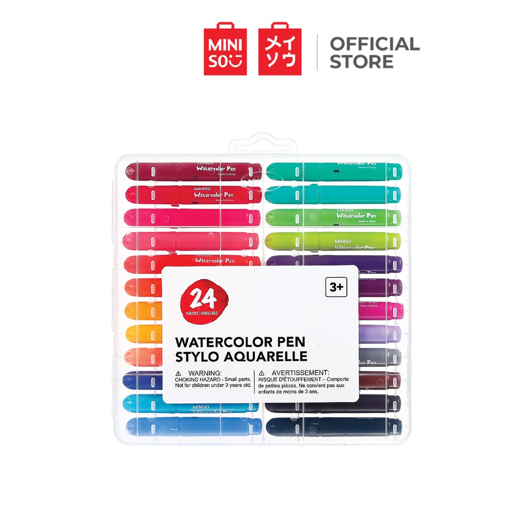 Miniso 24 Color Watercolor Pen Highlighter Marker Pens for Calligraphy ...