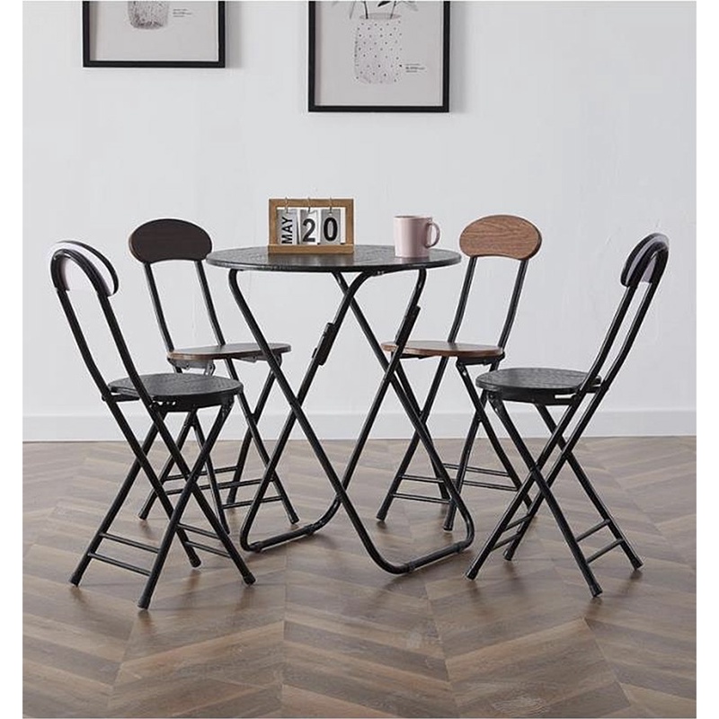 Storage Solutions Wooden Folding Stool Bar Stool with Back Rest with ...