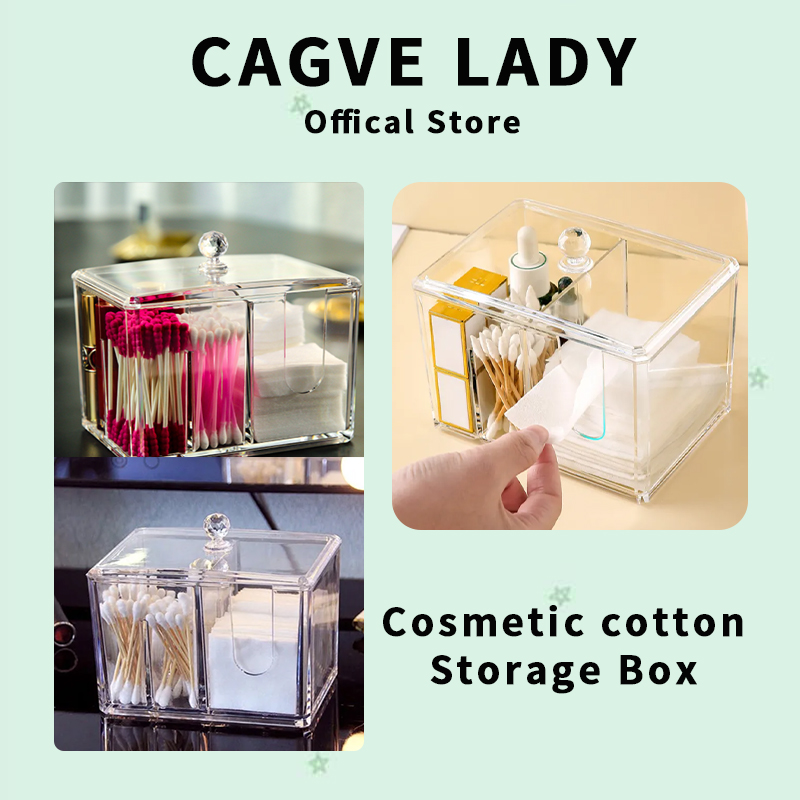 Cosmetic Cotton Storage Box Transparent Acrylic cotton buds organizer ...