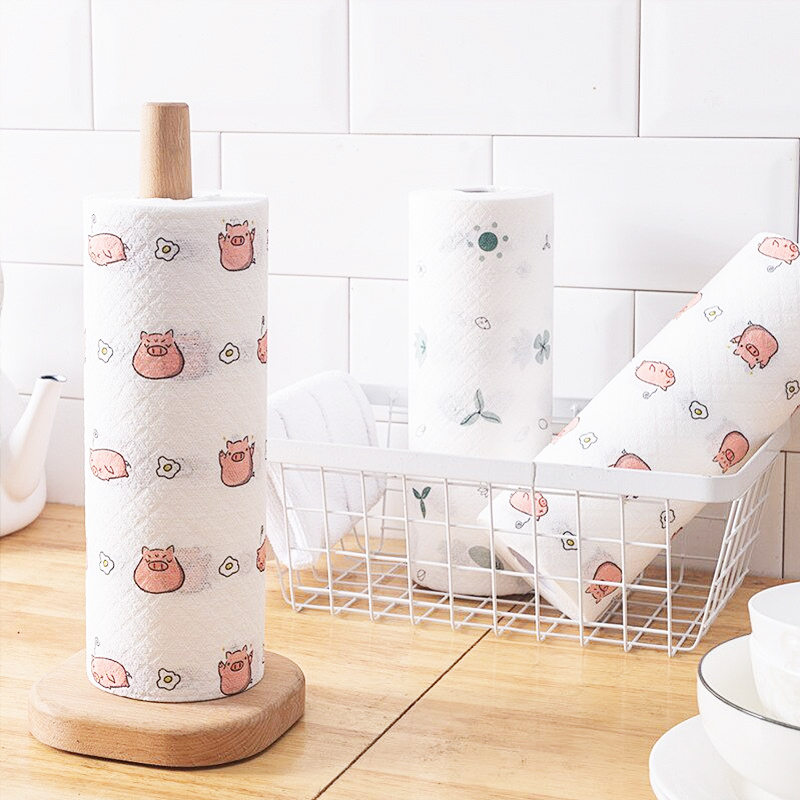 50pcs Per Roll Disposable Kitchen Tissue Paper Clean Lazy Rag Cloth ...