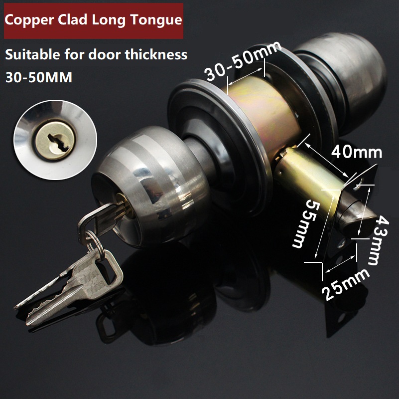 H&A Stainless Steel spherical Door Knob Lock Set Door knob Double Lock ...