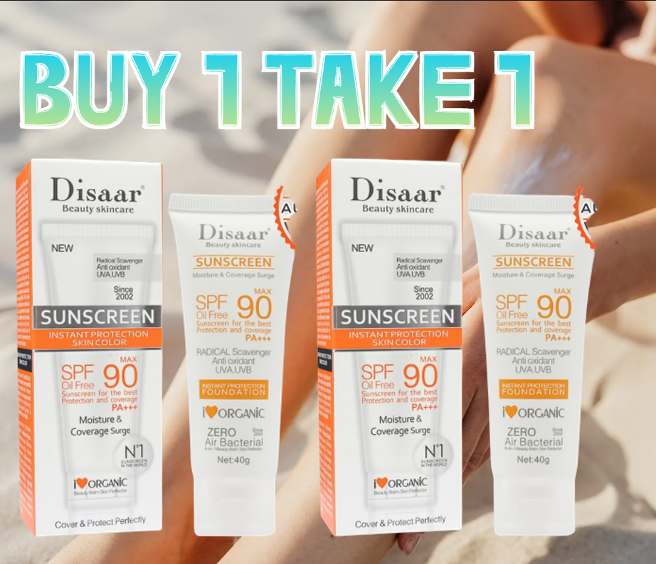 BUY 1 TAKE 1 DISAAR BEAUTY SPF 90 Sunscreen Instant Protection UVA UVB Foundation PA+++ Oil Free ...