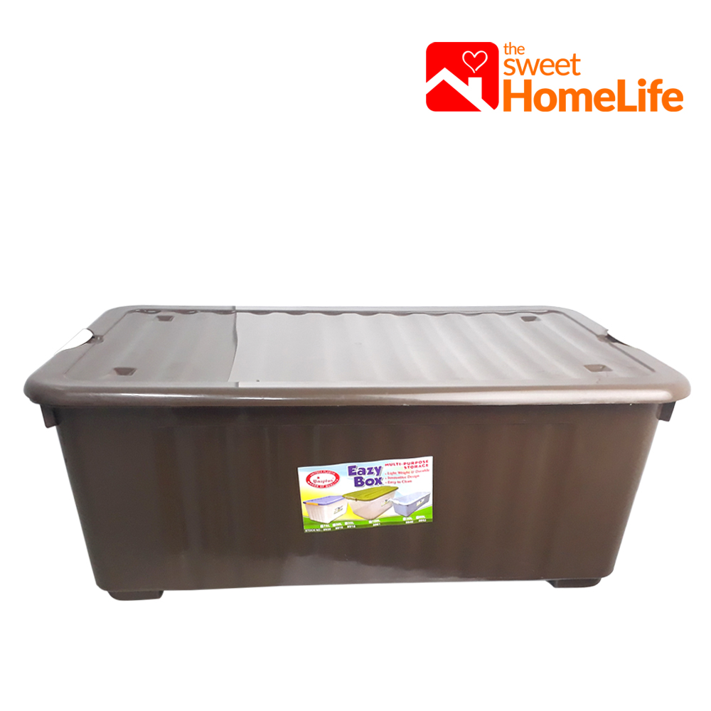 THE SWEET HOMELIFE Uniplus Eazy Box Brown Storage Box 60 L 8952 Movable ...