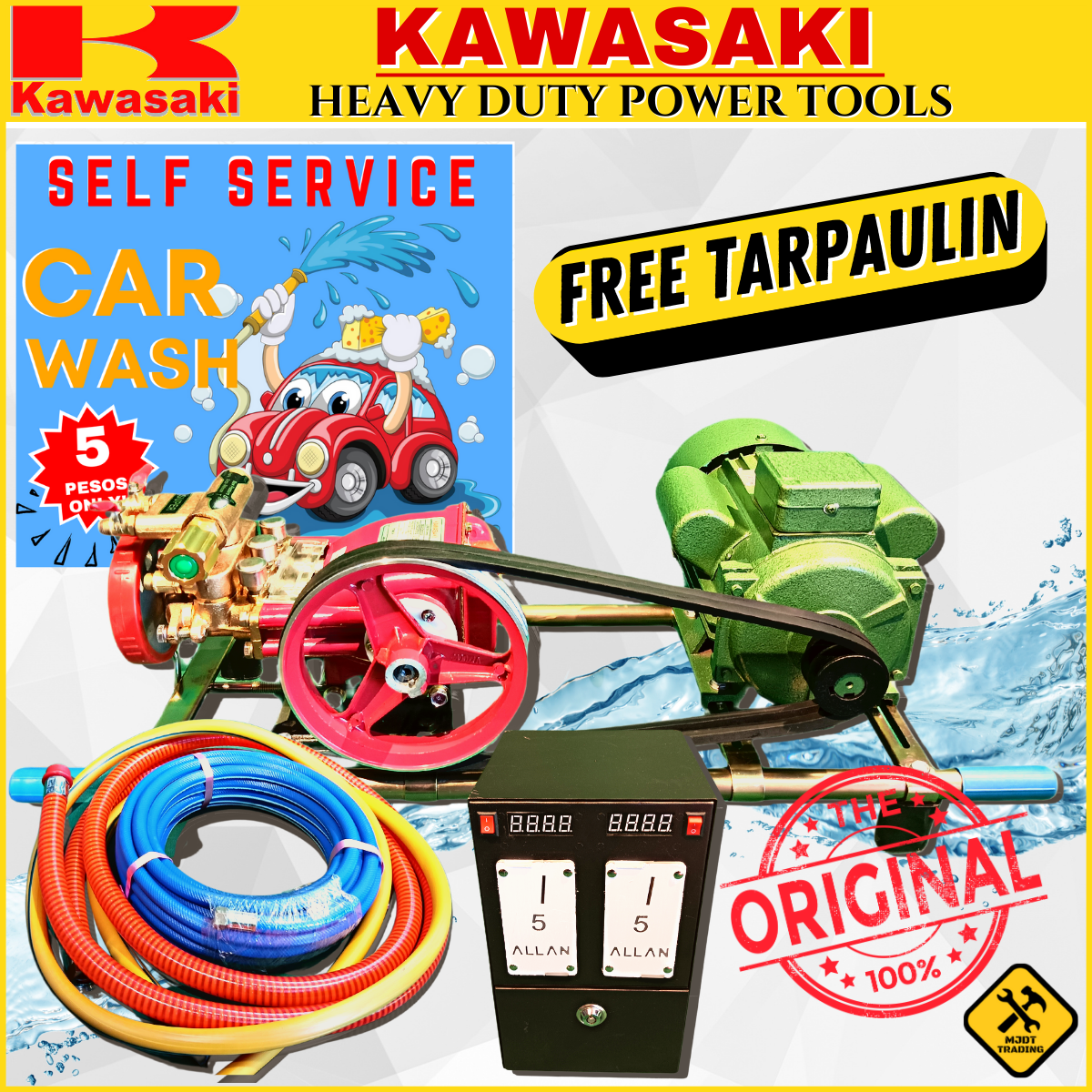KAWASAKI HIGH PRESSURE WASHER WITH (DUAL) COIN SLOT 5 PESO CARWASH ...