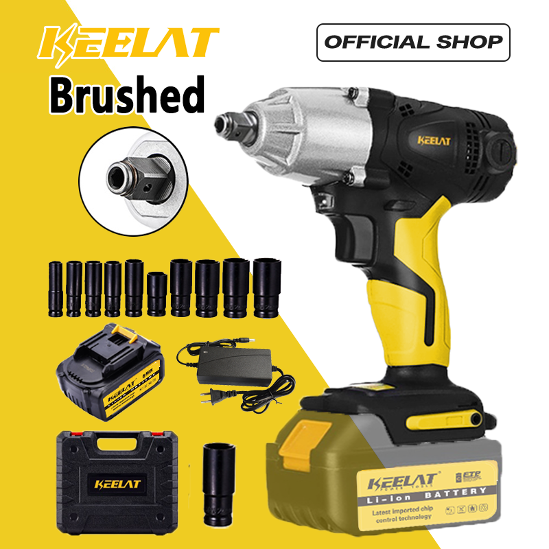 KEELAT Impact Wrench Cordless Electric Wrench Drill Tool Gun 1/2''&1/4 ...
