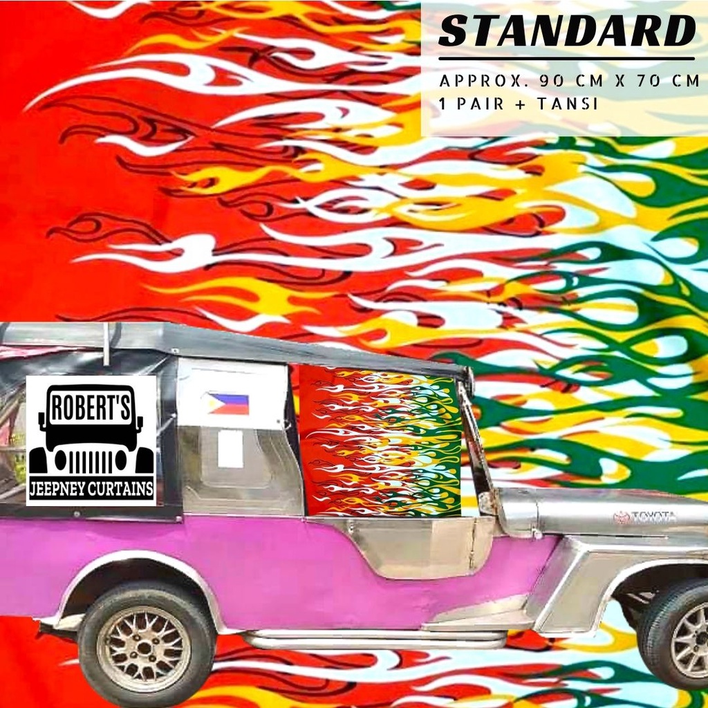 【READY STOCK】 (Flames Green) Tricycle Owner Jeepney Curtain Trapal Sun ...