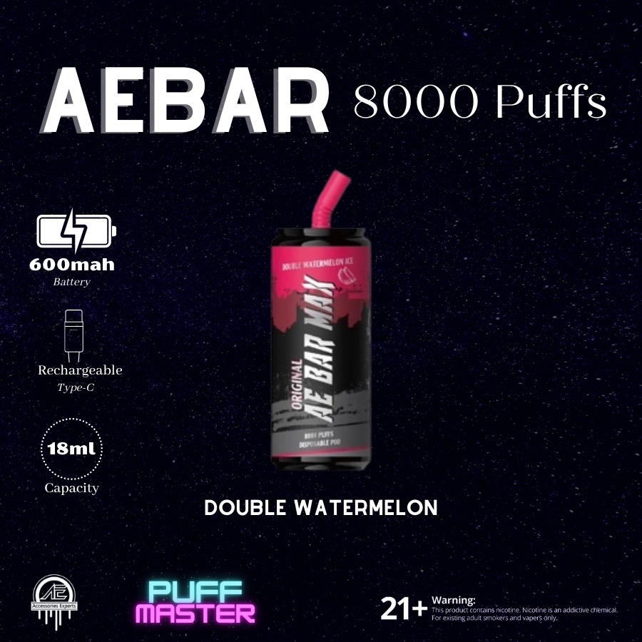 AE bar Max 8000 Puffs Disposable Vape pod 18ml Capacity Aebar max ...