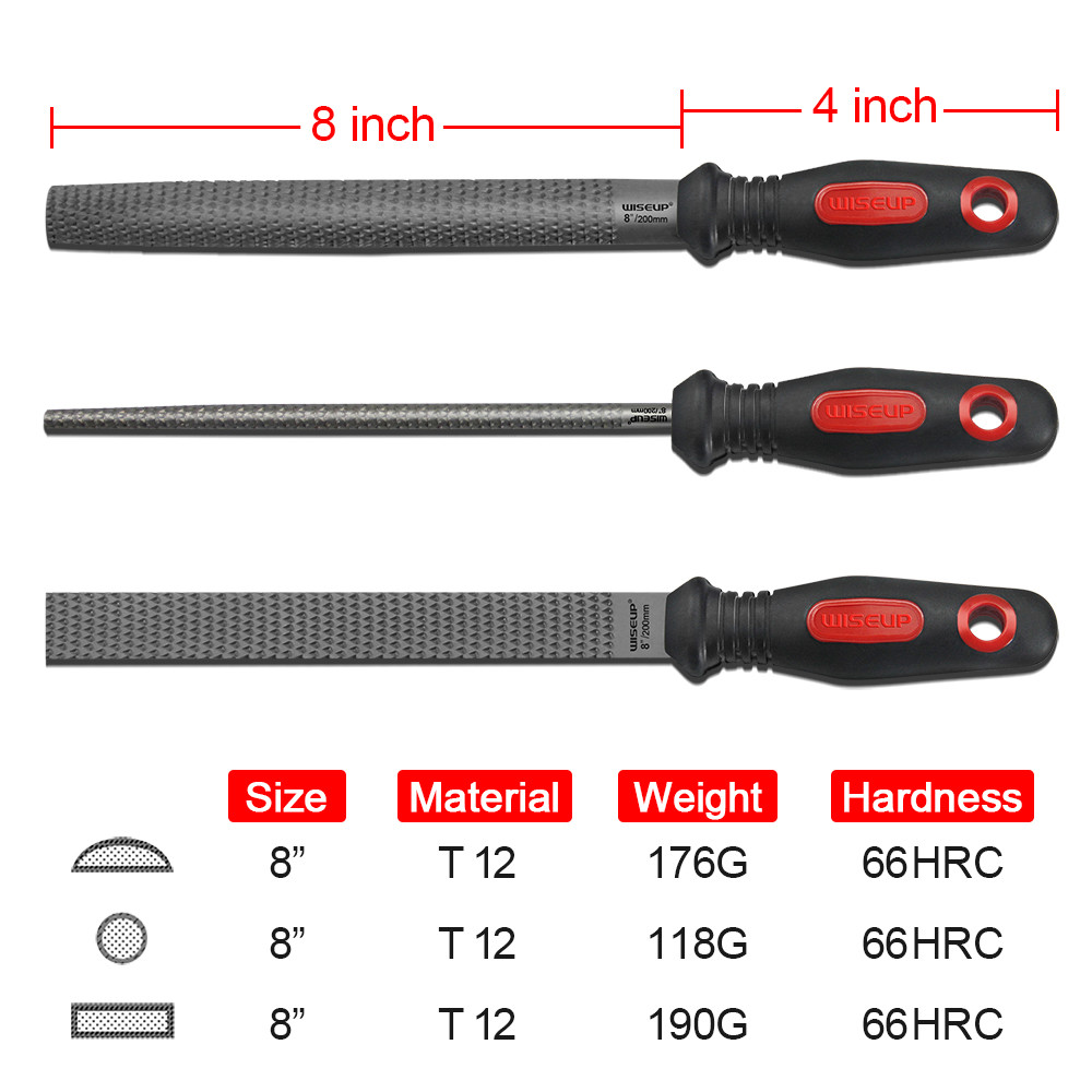 WISEUP 3PCS Flat Half Round Metal Wood Rasp File Set for Woodworking ...