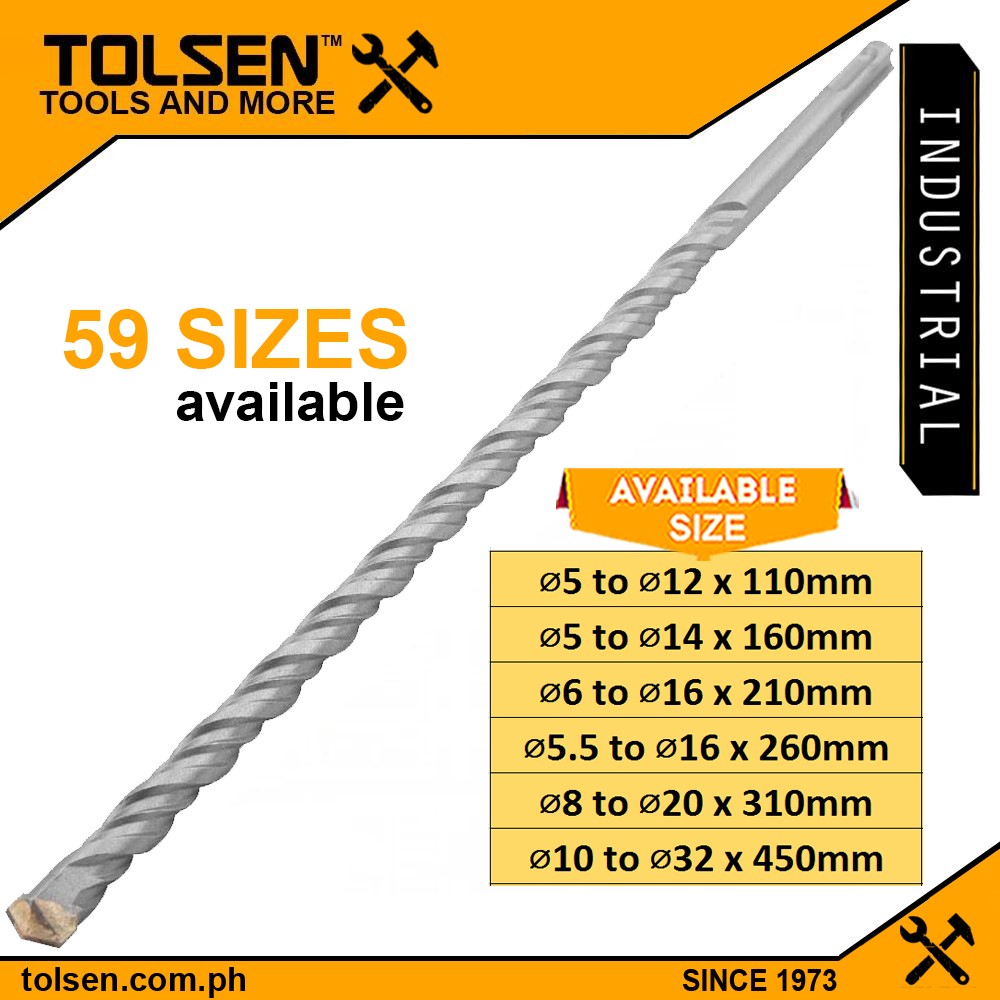 Tolsen SDS Plus Hammer Drill Bits Metric (Ø5 to 32mm | L110 to 450mm ...
