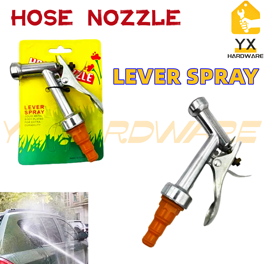 HOSE NOZZLE LEVER SPRAY CHROME GARDEN SPRAYER | Lazada PH