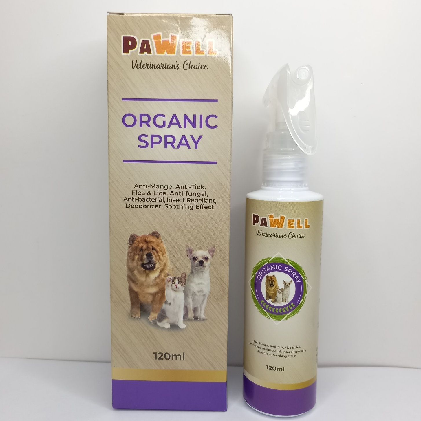 [VET SUPPORT] 1PC PAWELL ORGANIC SPRAY 120mL / CATS & DOGS ANTI MANGE, ANTI TICK, FLEA & LICE ...