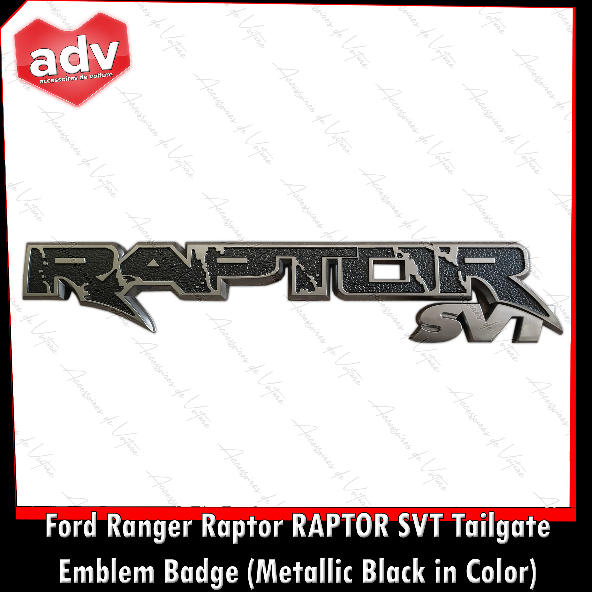 Ford Ranger Raptor RAPTOR SVT Tailgate Emblem Badge (Metallic Black in ...