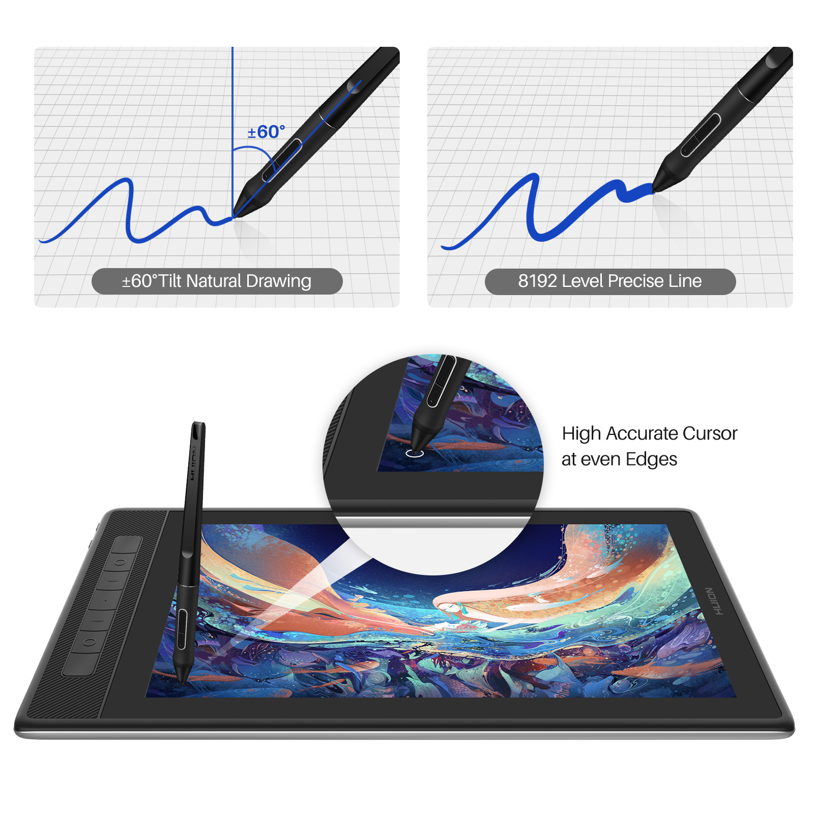 HUION Kamvas Pro 13 2.5K QHD Graphics Drawing Tablet with Screen QLED ...