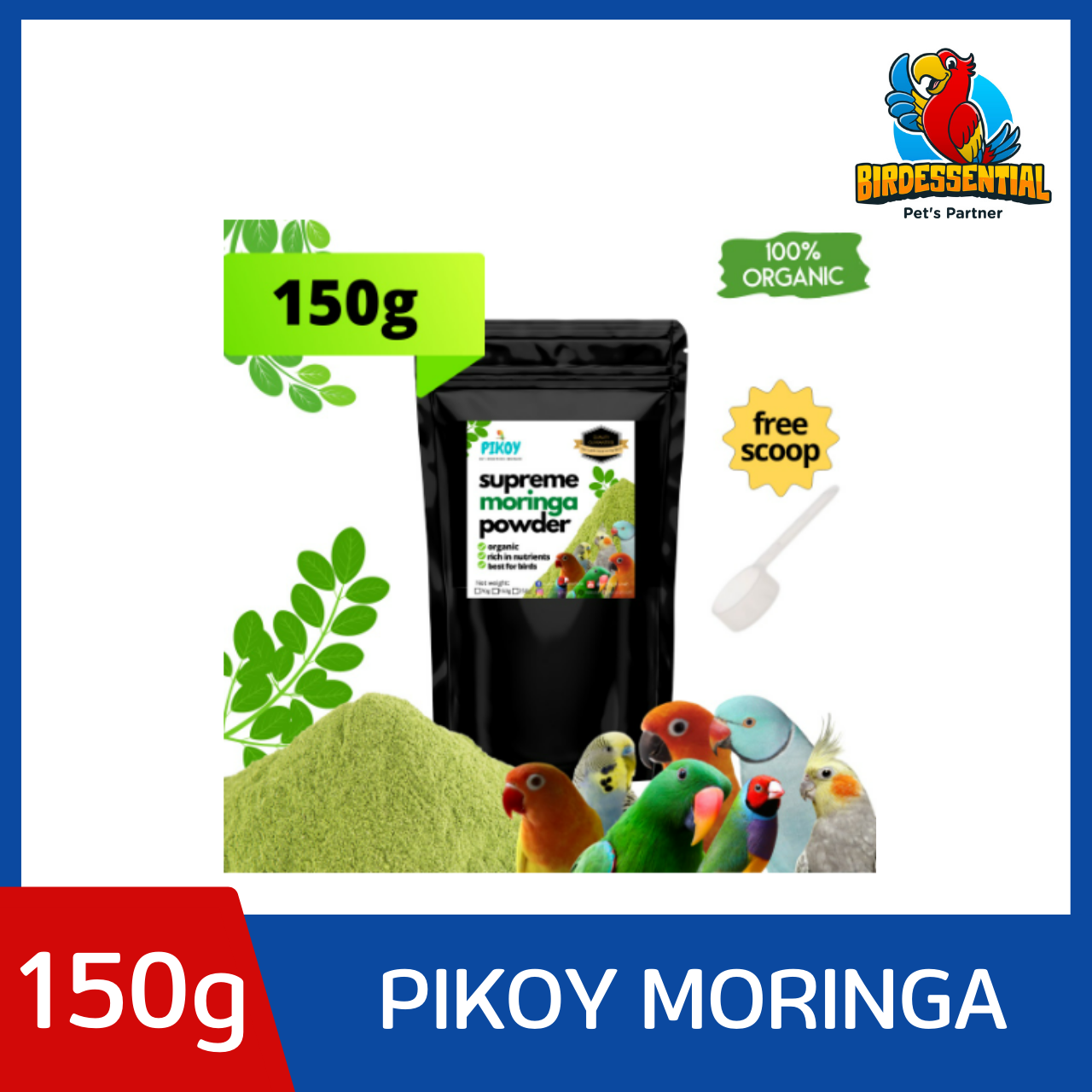 PIKOY Moringa / Malunggay Powder for Birds and Parrots, Organic All ...