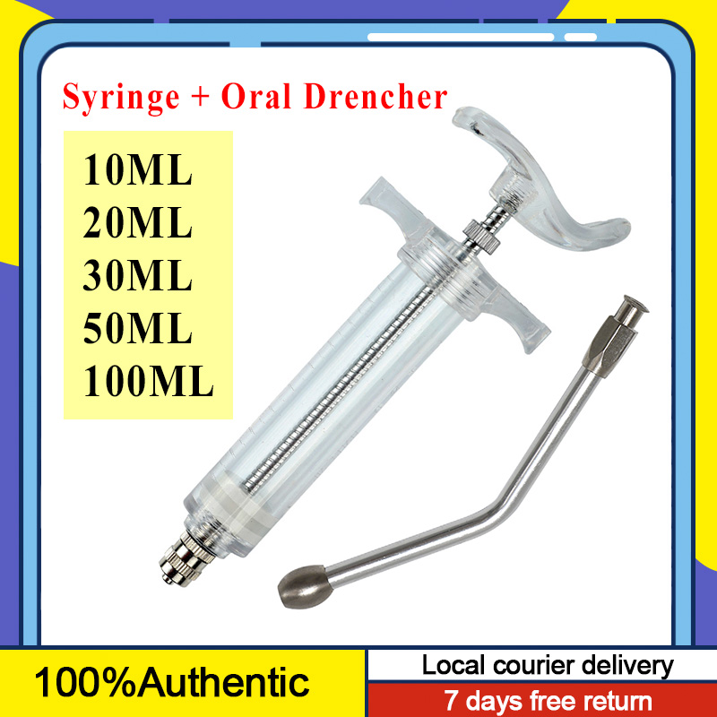 Fiber Glass Syringe Heavy Duty Injection with Stainless Oral Drencher ...