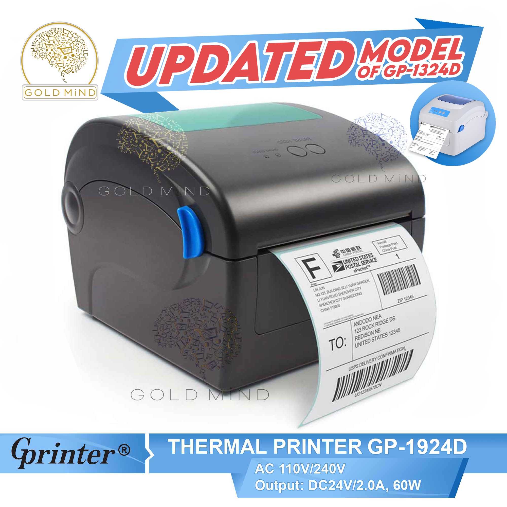 Gprinter 1924D Updated Model of 1324D Waybill Thermal Printer Barcode ...