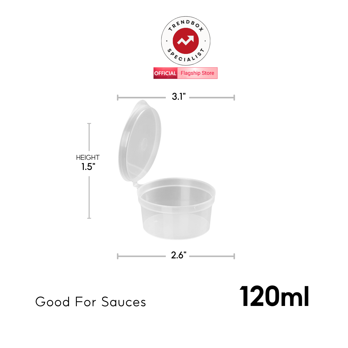 Trendbox Big Hinged Cup Salad Cup Sauce Cup Microwavable (120ml,150ml ...