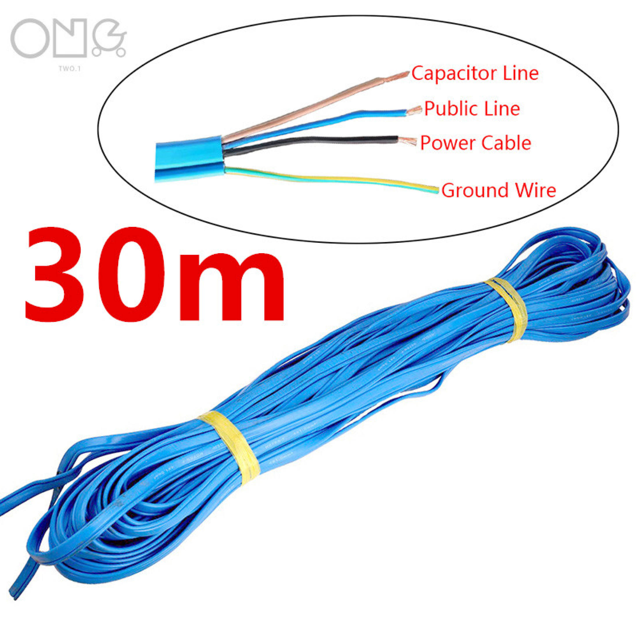 2.5mm Waterproof Power Cable Insulated Sheath Flat Shape Blue ...