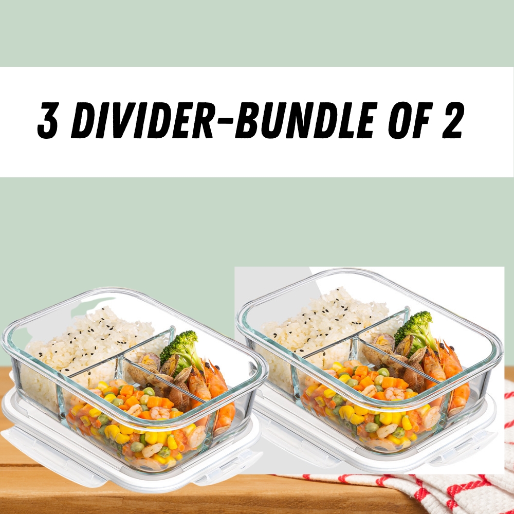 Locaupin Airtight Fresh Keeping Lunch Box Bento Style Locking Lid with ...