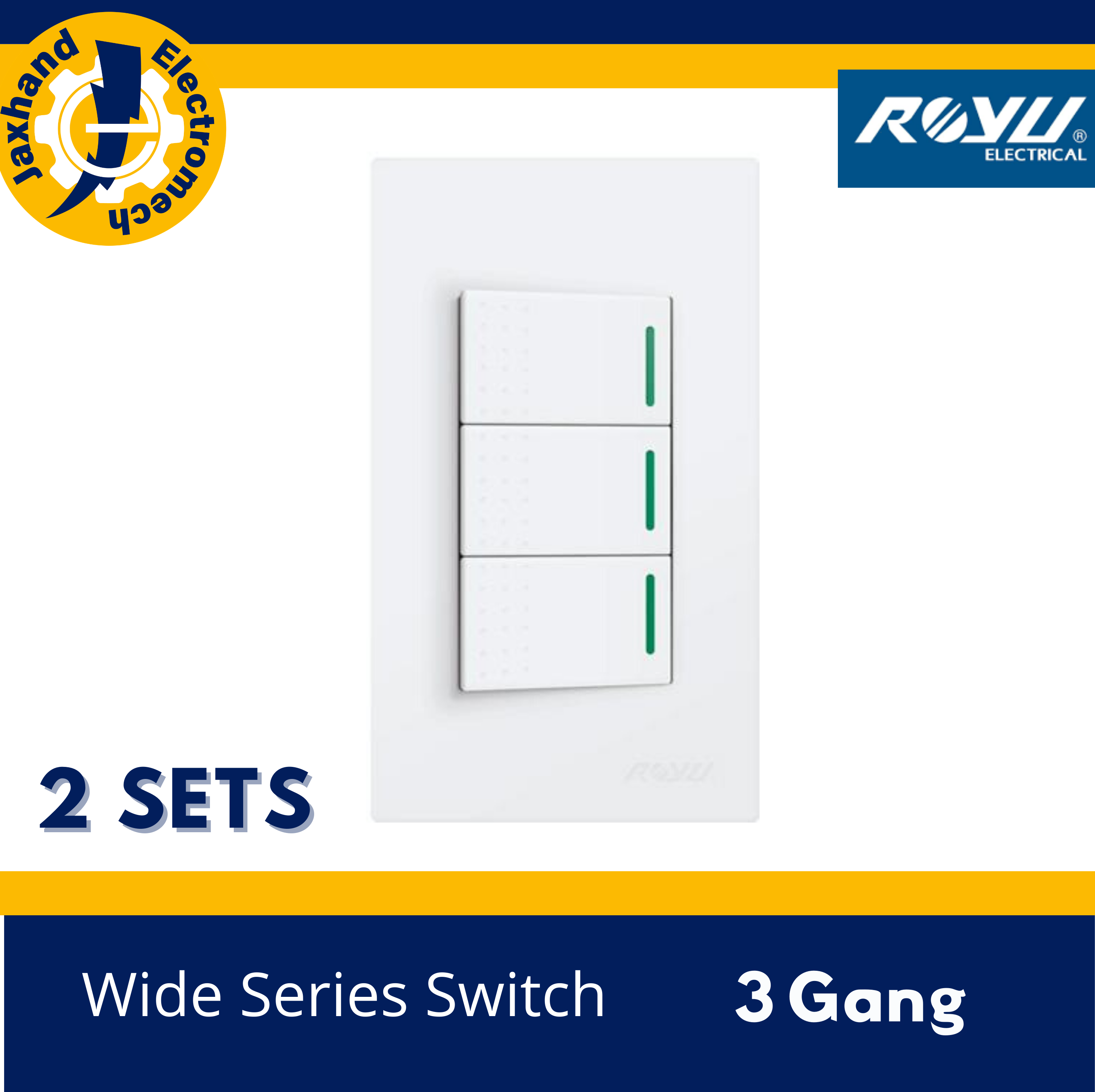 2 Sets Royu Wide Series 3 Gang Switch with Reflector 250V~ 10A | Lazada PH