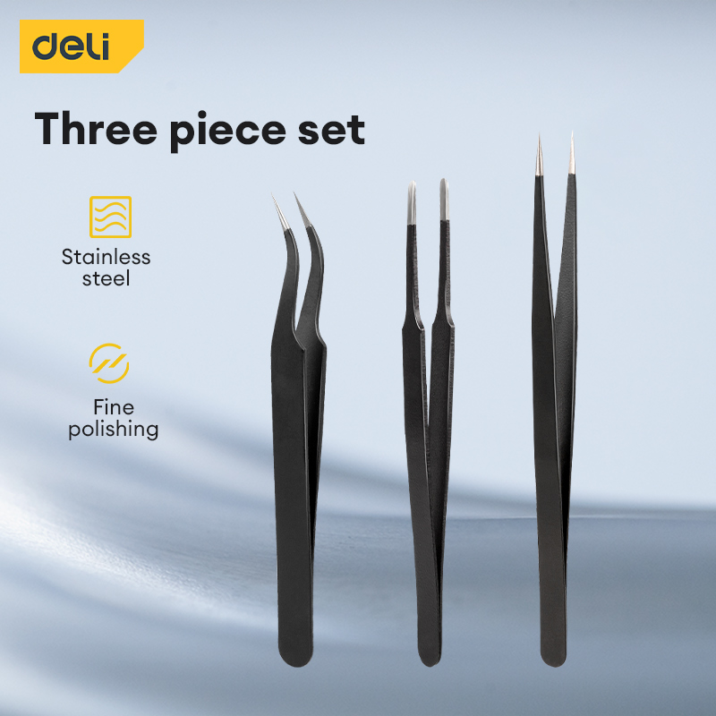 Deli Tweezers Set For Tools Stainless Steel Repair Precision Assembly ...
